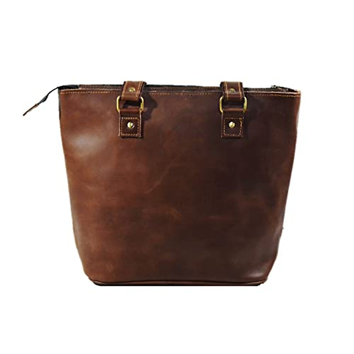 Satchel And Fable Women’s Tote Leather Handmade Genuine Shoulder Large Vintage Handbag (15.5” (L) x 12” (H) x 5.5” (W), Brown)