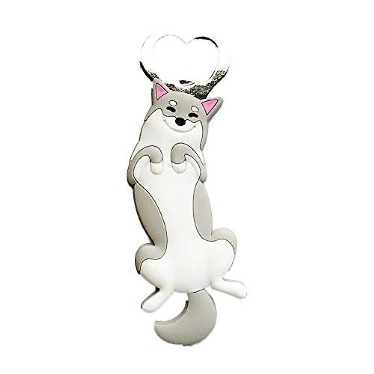 Refrigerator Magnet Silicone Metal Bottle Opener for Beer Coke Bartender Kitchen Barware Metal Novelty Cute Fun Shape (Dog-Gray)