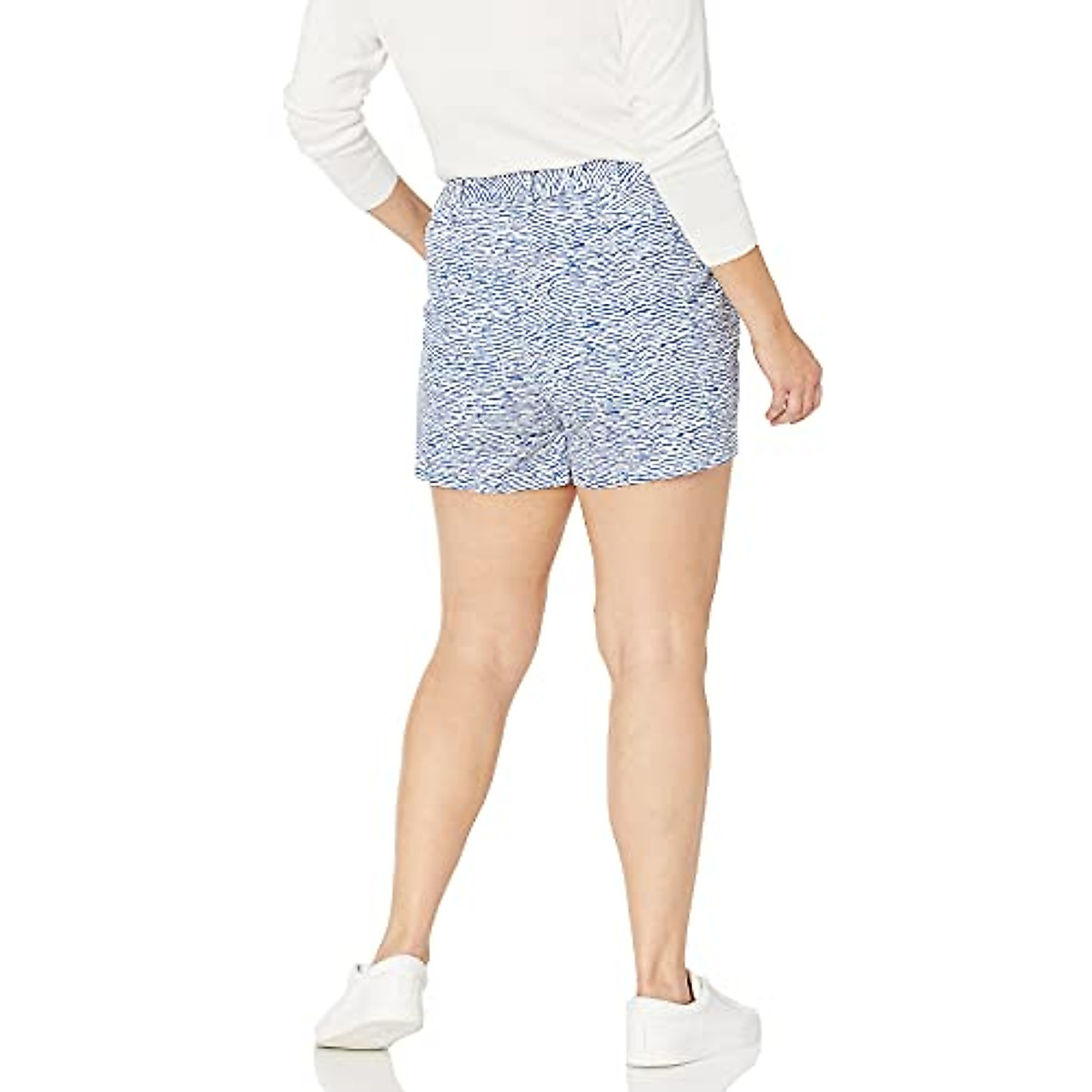 Amazon Essentials Women's 5 Inch Inseam Stretch Chino Short With Pockets (Available in Plus Size), Blue White Ripple Print, 20 Plus
