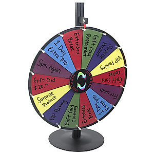 Displays2go Spinning Prize Wheel for Countertop, Plastic, Acrylic, PVC, Iron – Black (PWTABTOP24)