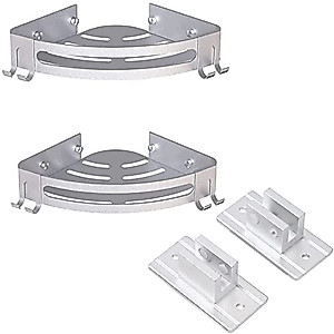GeekDigg 2 Pack Aluminum Brackets for Shower Caddy Shelf 2-Pack Shower Shelves for Tile Walls, Aluminum Corner Shower Basket Caddy