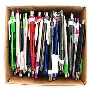 2lb Box Assorted Ink Pens - Plastic, Metal, Retractable, Cap (approx 100 pens)