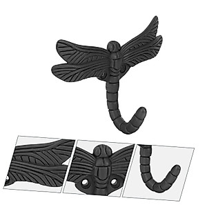 Cabilock Retro Dragonfly Shape Hook Coat Hat Key Hanger Iron Cast Craft Home Decorative Wall Hook