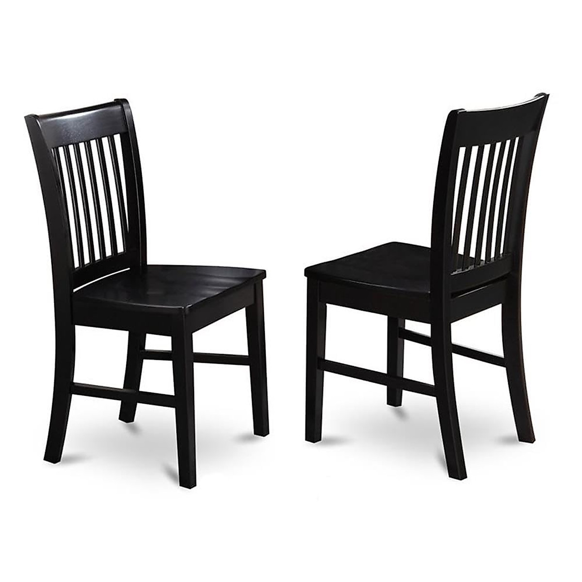 Pemberly Row 5-Piece Wood Dining Set with 42 Inch Round Table and Slatted Back Dining Chairs in Black