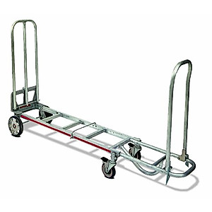 Magline STK8AA1 Aluminum 4 Wheel Foldable Hand Truck, Loop Handle, Mold-On Rubber Wheels, 200 lbs Capacity, 73" Height, 17" Width x 16" Depth