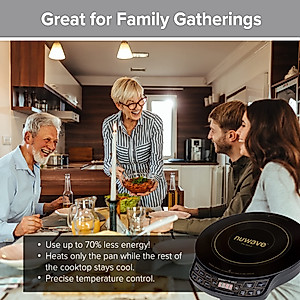 Nuwave Precision Induction Cooktop Gold, 12” Shatter-Proof Ceramic Glass Surface, Large 8” Heating Coil, Portable, 51Temp Settings 100°F to 575°F, 3 Wattage Settings 600, 900, and 1500 Watts