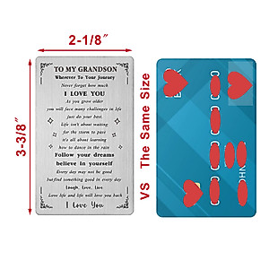 Suoegigs Grandson Wallet Card, To My Grandson Gifts from Grandma, I Love You Grandson Birthday Card, Inspirational Gifts Christmas Graduation coming of age Gifts for Grandson