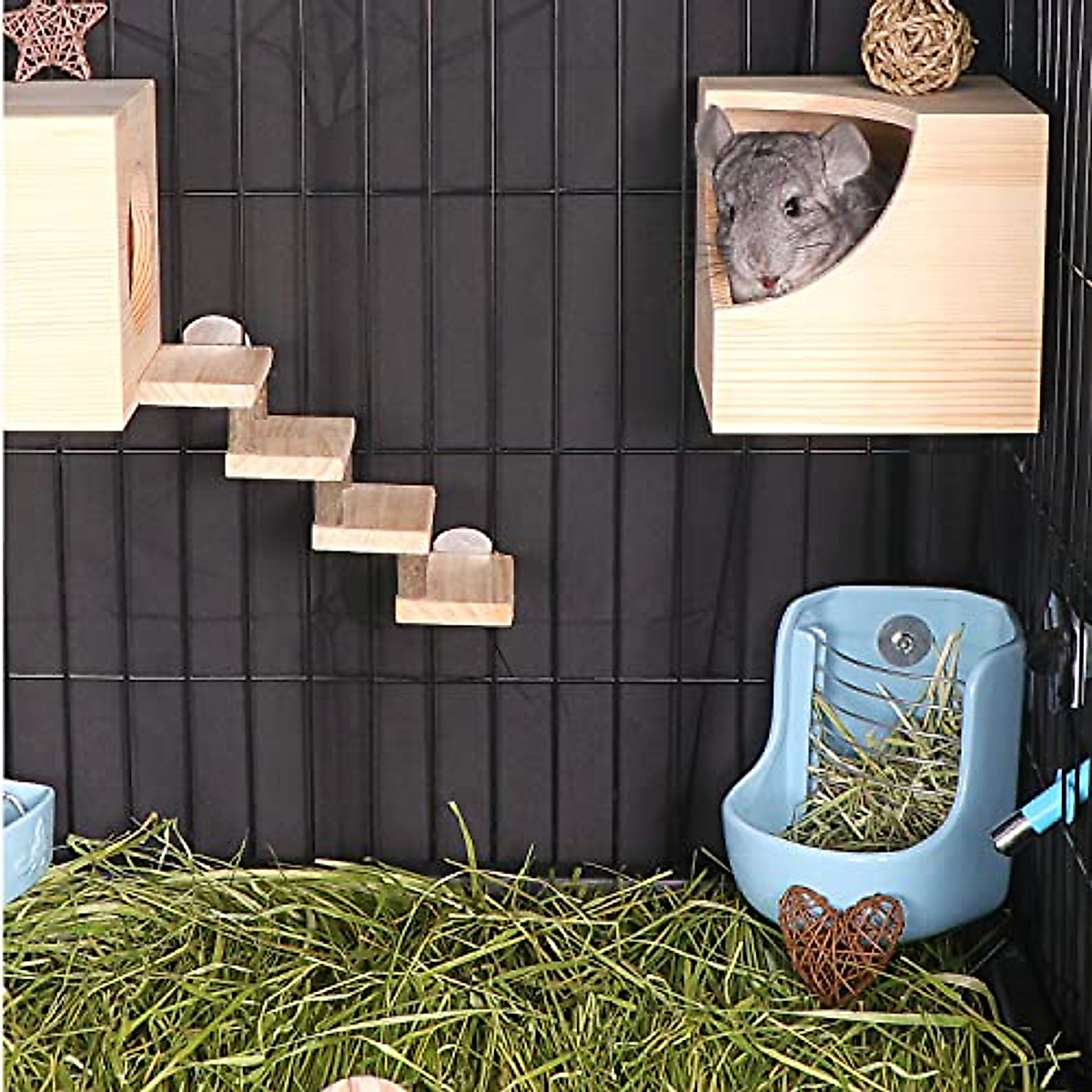 Pet Chinchilla Hut Hideout Natural Wooden Small Animal Hideout for Chinchilla Squirrel Sugar Gliders (A)…