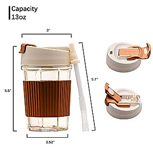 BLUEPOLAR 13oz/400ml Tumbler Water Glass,Water Bottle with Straw and Lid Sealed Thick Wall Insulated Iced Coffee Cup for Water, Iced Tea Juice and More, BL18802