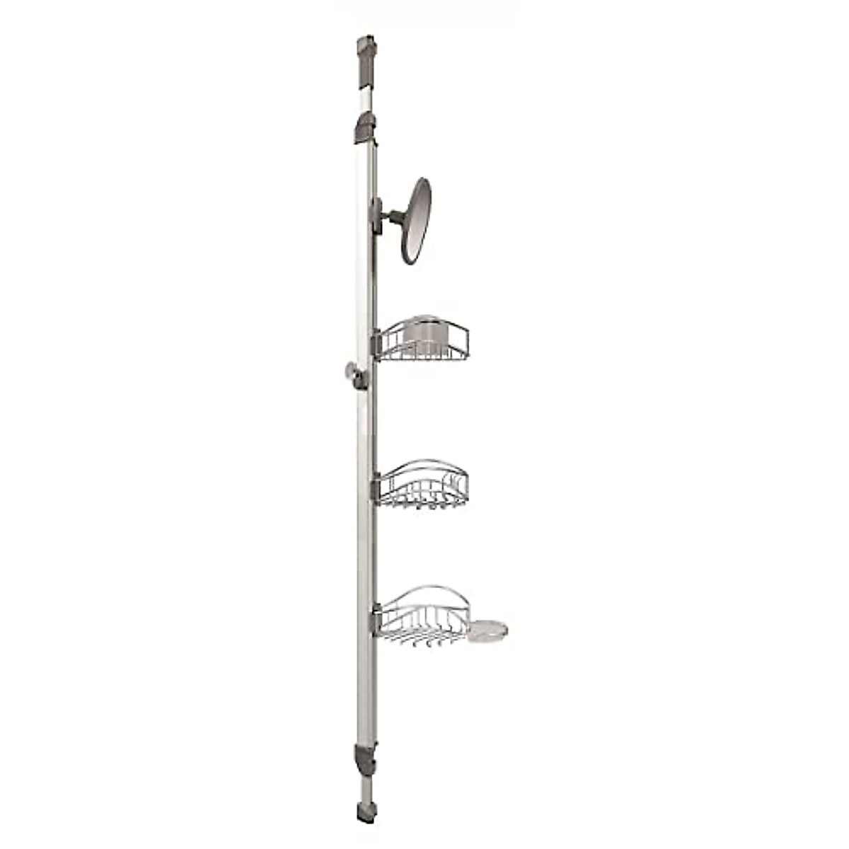 Artika Neptune SC-NEP3-C Extendable Shower Caddy with 1 Mirror and Adjustable Racks and Shelves, Stainless Steel