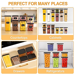 Nifogo Airtight Food Storage Containers with Lids 7 Pack, kitchen Storage Containers, Kitchen and Pantry Organization Set, for Cereal, Flour, Sugar, Pasta, Dry Food, Include 60 Labels