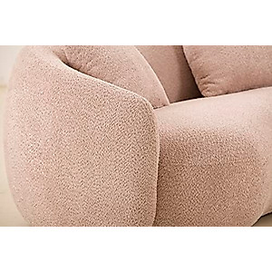 ERYE 93.6" Teddy Boucle Fabric Cloud Leisure Modern Comfy 4 Seaters Half-Moon Curved Couch,Beautiful Freestanding Sofa Perfect Shape More Decorative for Home Office Apartment Living Room, Pink