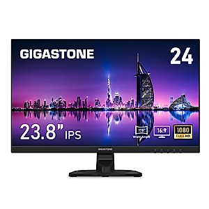 Gigastone 24 inch IPS LED Back Light Monitor 75Hz FHD 1920 x 1080, 1080P 178° Wide View Frameless Computer Monitor 5ms, Built-in Speakers, Eye Care Technology, Ergonomic Tilt VESA Mount, HDMI VGA