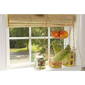 Fox Run 3-Tier Copper Kitchen Hanging Fruit Baskets, 32 Inches