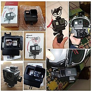 V2 Housing Case Vlogging Frame with Microphone Cold Shoe Mount Compatible for GoPro Hero 7 6 5 Mic Audio Adapter Action Camera Accessories