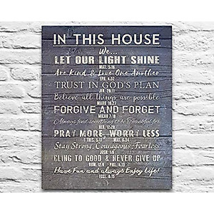 In This House Photo Print, Christian Bible Verse Family Rules Art, Scripture Inspirational Wall and Home Decor Poster, Unframed, Housewarming Gift, 8x10 Inches