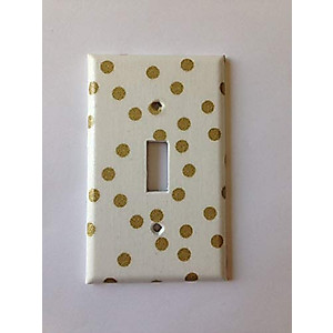 Gold White Polka Dots Light Switch Cover Various Sizes Offered