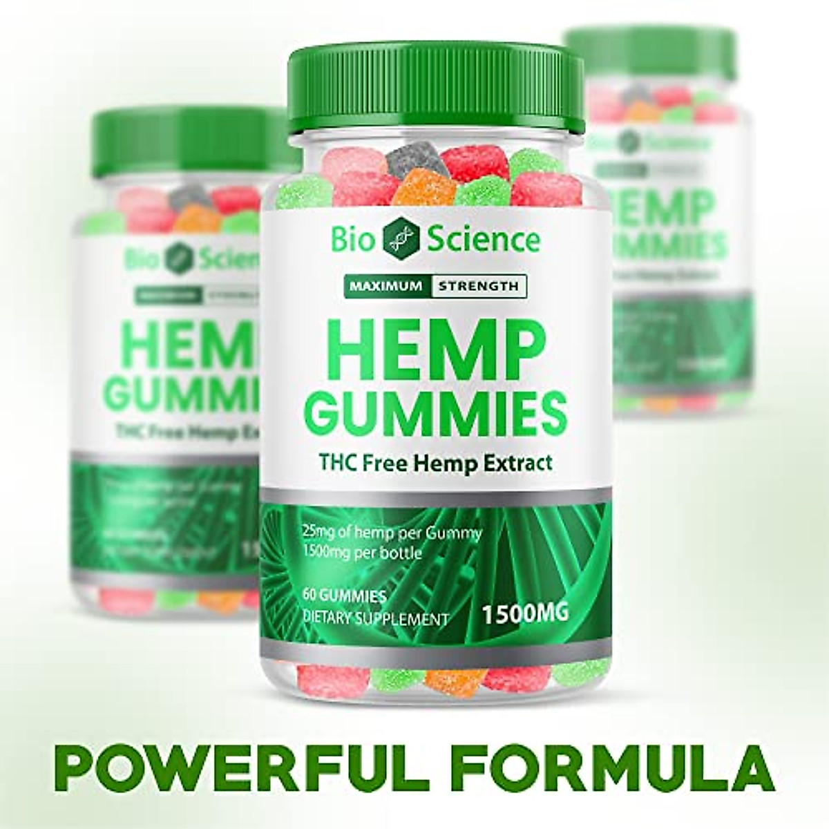 (3 Pack) Bioscience Hemp Gummies - Official Formula - Bioscience CDC Gummies, Bio Science Gummies 25mg Per Gummy, 1500mg Per Bottle, Extra Strength Formula, Great Taste, Big Shape Gummy (180 Gummies)