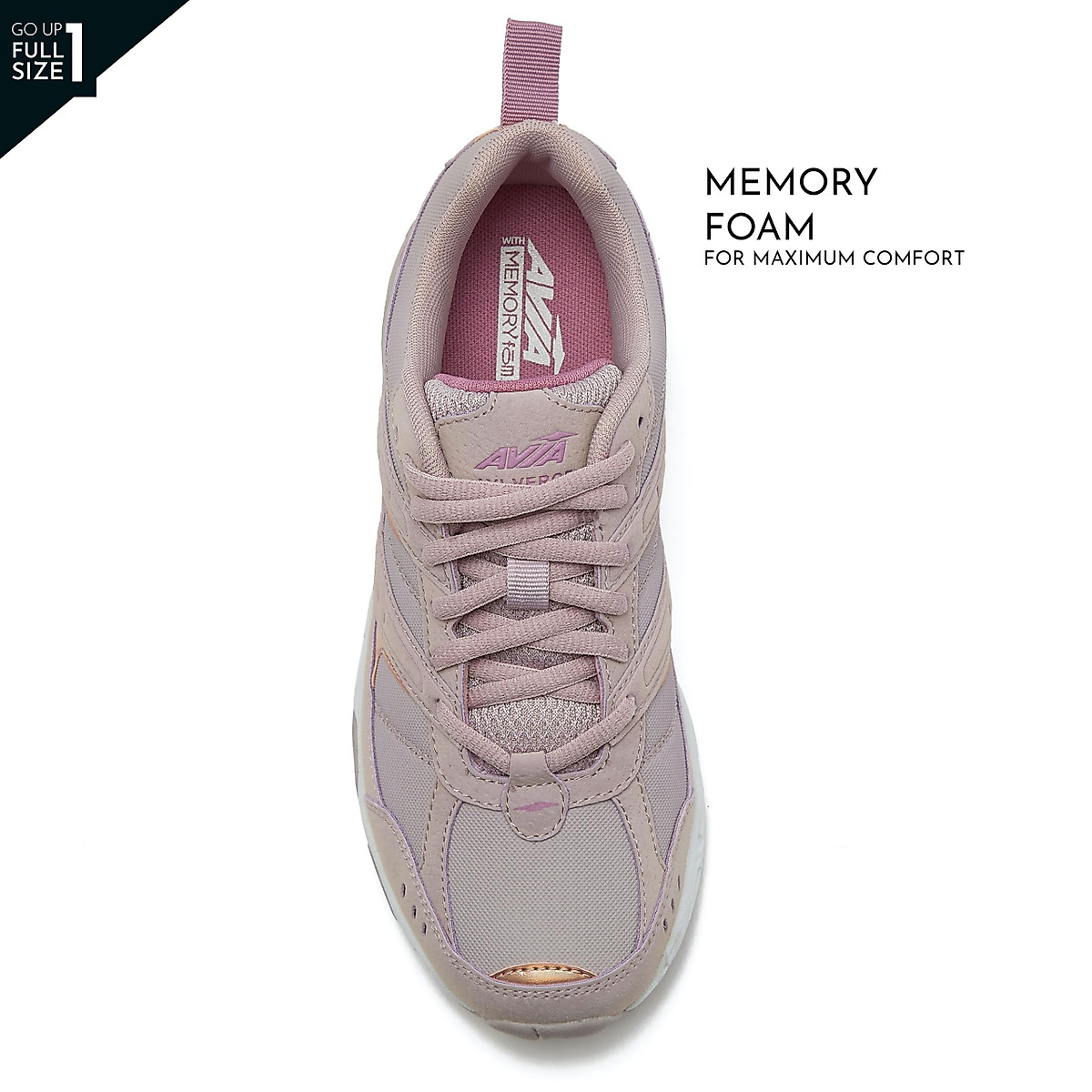 Avia Verge Womens Sneakers - Tennis, Court, Cross Training, or Pickleball Shoes for Women, 7.5 Medium, Light Purple/Multicolor/Light Purple