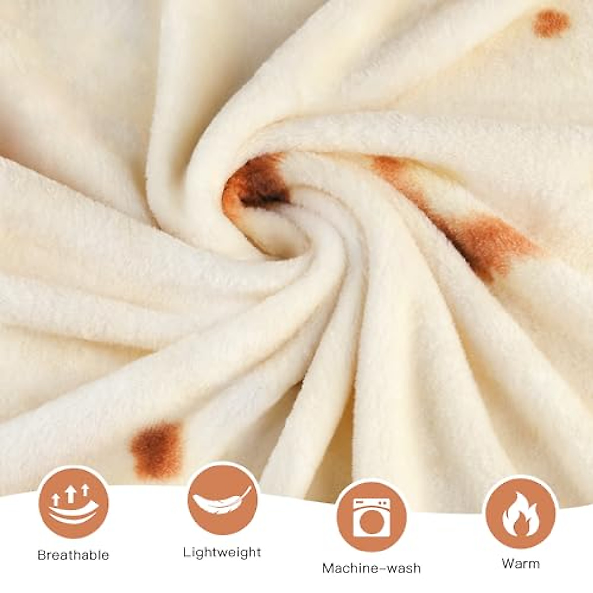 Admitrack Tortilla Wrap Blanket,Burritos Round Wrap Blanket,Funny Food Round Blanket,Novelty Burritos Throw Blanket for Adults&Kids (Double Sided)