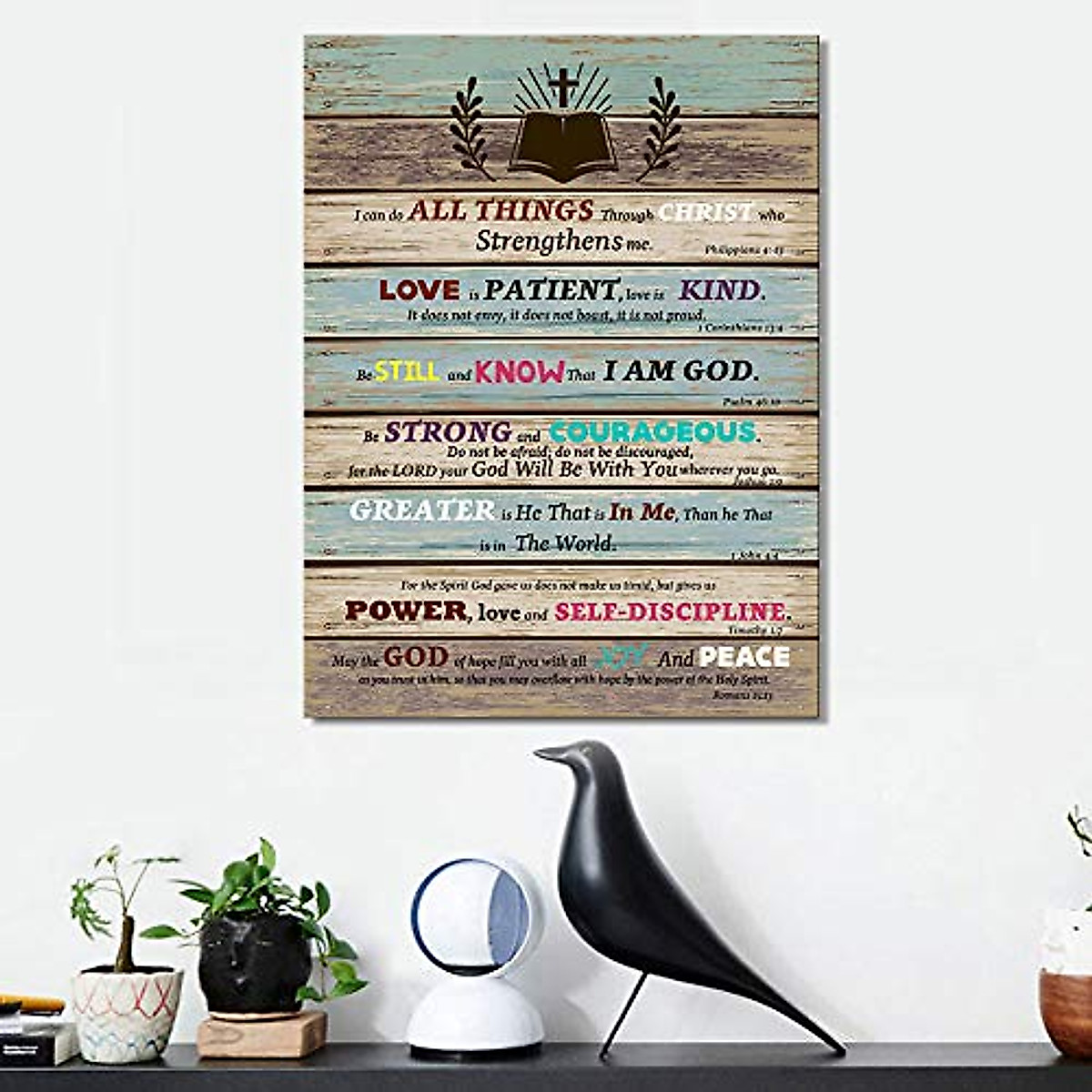 Inspirational Wall Art Scripture Bible Verse Wall Art Christian Canvas Art for Office Bathroom Bedroom Wall Decor Rustic Farmhouse Wall Decor Religious Gifts Be Still and Know that I am God