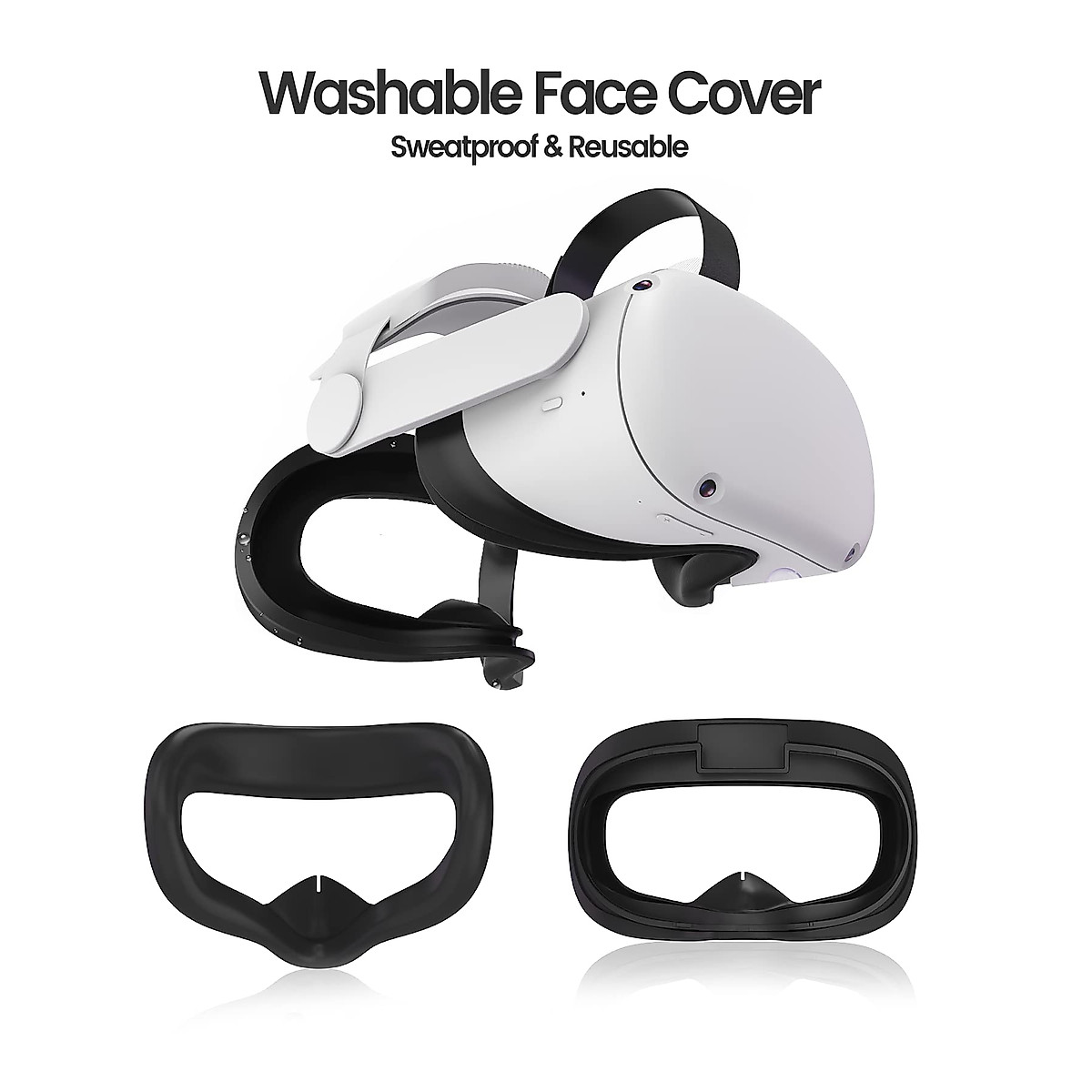 Gwyoneaon Protective Cover for Oculus/Meta Quest 2 Accessories, Silicone Controllers Grip Cover Protector, Soft Shell Skin with Face Cover and Lens Cover (Black)