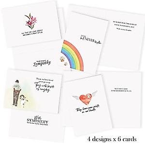 24 Loss of Pet Sympathy Card Set with Envelopes - Hat Acrobat Pet Sympathy Cards Bulk of 24 Cats, Beloved Pets, and Dog Sympathy Card with a Short Message - Thoughtful Pet Sympathy Card to Send out Your Personal Condolences (24)