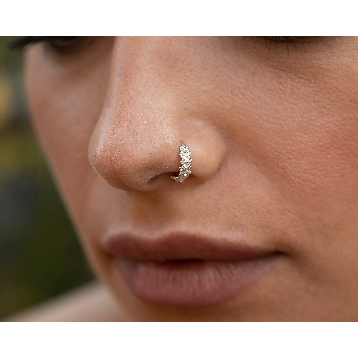 Indian Nose Ring, Unique 925 Sterling Silver Tribal Nose Hoop Piercing, 20 Gauge Earring, Handmade Jewelry