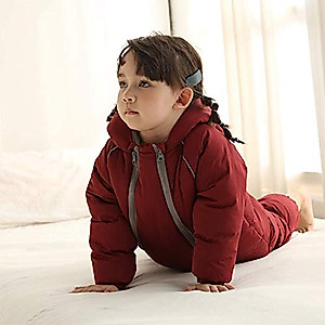 Fairy Baby Infant Baby Snowsuit Toddler One Piece Romper Hooded Jumpsuit Winter Coat Warm Outwear Kids Girls Boy 3T (WineRed)