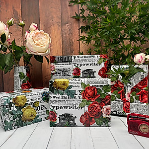 Dtiafu Vintage Newspaper Wrapping Paper Retro Floral Gift Wrap Paper - Rustic Wrapping Paper for Christmas Wedding Holiday - 20 x 28 Inch Per Sheet （6 Sheet）