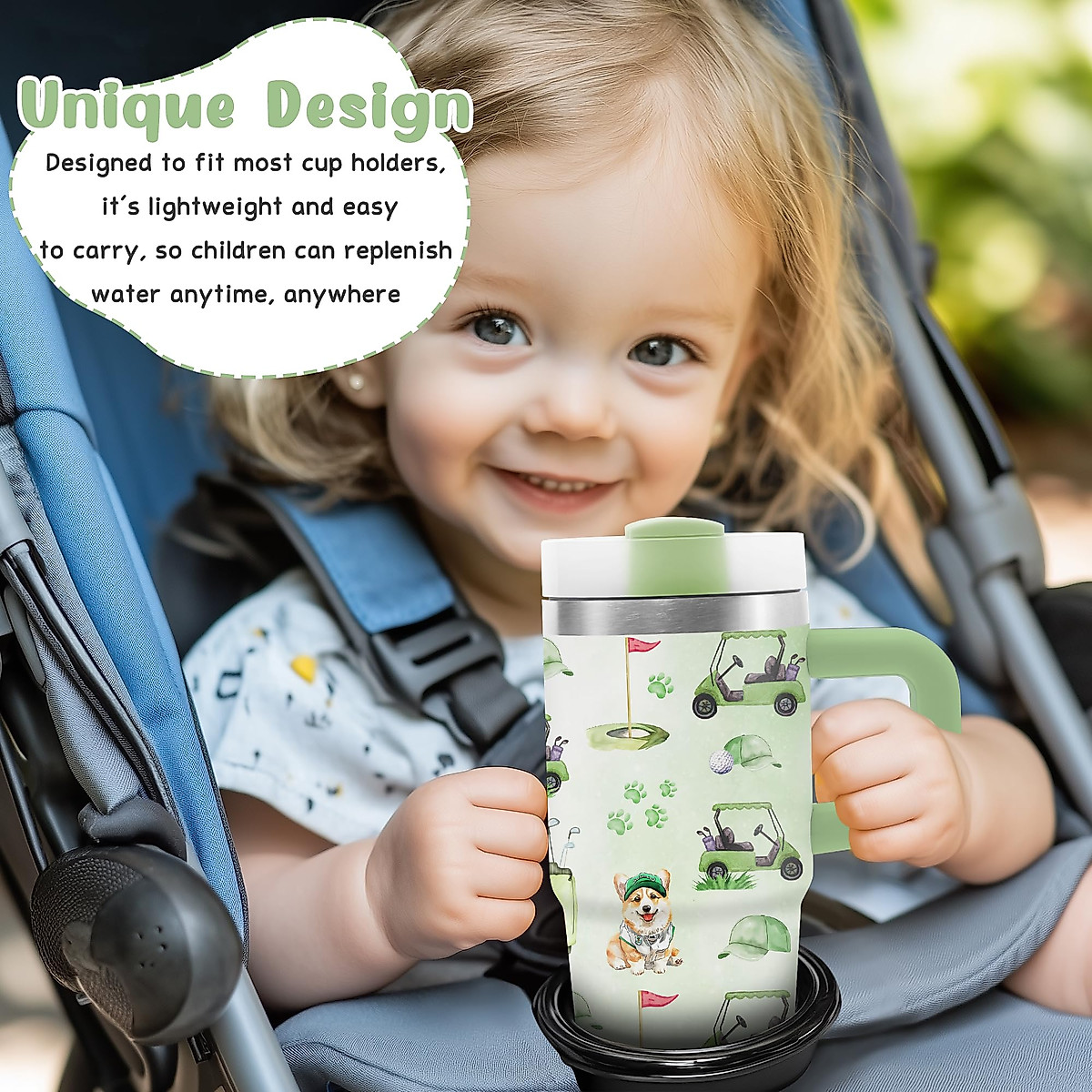 Golf Gifts for Boys Men, Golf Tumbler with Handle and Straw for Kids 14oz, Golfer Lover Gifts, Stainless Steel Funny Dog Mug, Golfer Gift for Boys Girls Him Son on Birthday