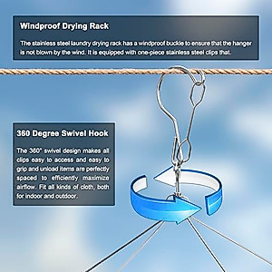 XCZYN Stainless Steel Sock Drying Rack with 36 Clips, Swivel Hook Wind-Proof Clothes Hanger Rack for Socks, Bras, Underwear, Lingerie Accessories, Silver