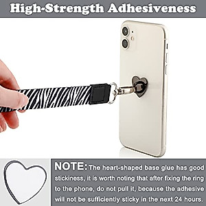 12 Pcs Phone Charm Hook Phone Charms Adhesive Metal Phone Finger Grip Cell Phone Finger Ring Loop Stand for DIY Hanging Round and Heart Phone Holder Cute Phone Keychain Accessories Gold Silver Black