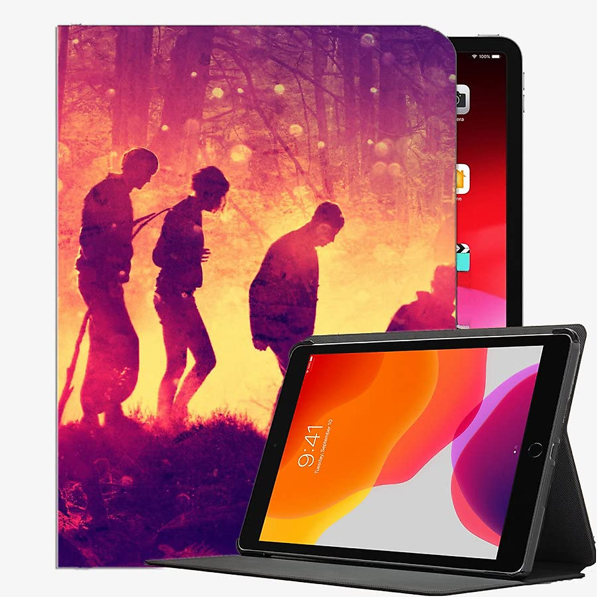 Wugao New iPad Pro 12.9 Case 2021(5th Gen) with Pencil Holder,Sea Waves Dark Sky Auto Wake/Sleep Feature Standing Cover