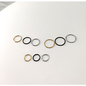 MeiziQL 3Pcs 20G Hinged Clicker Nose Ring Hoop, Stainless Steel, no gemstone