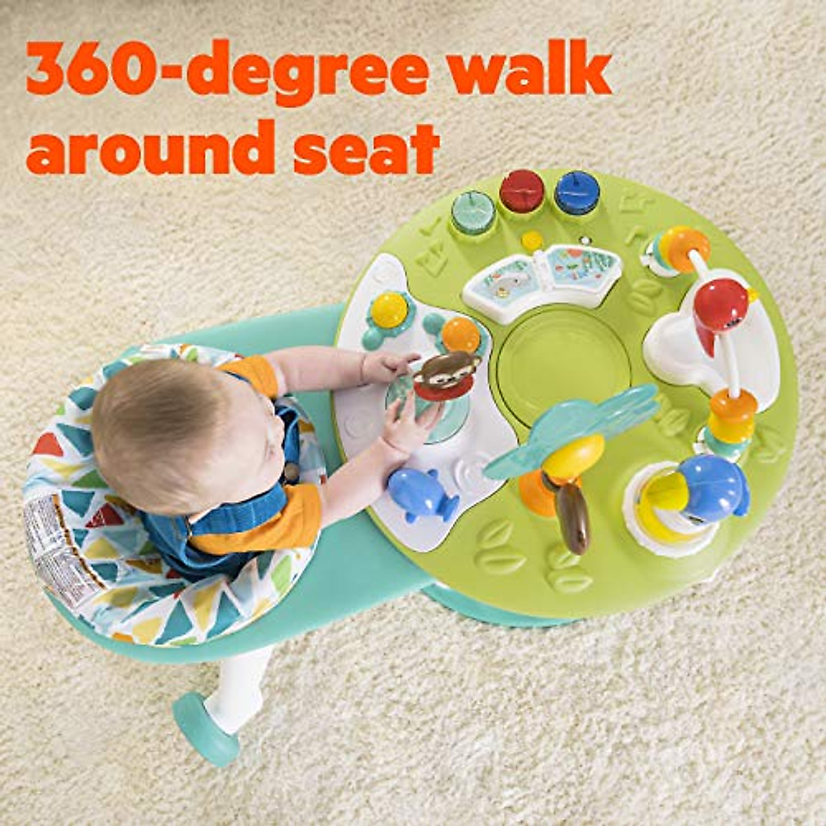 Bright Starts Around We Go 2-in-1 Walk-Around Baby Activity Center & Table, Tropic Cool, Ages 6 Months+