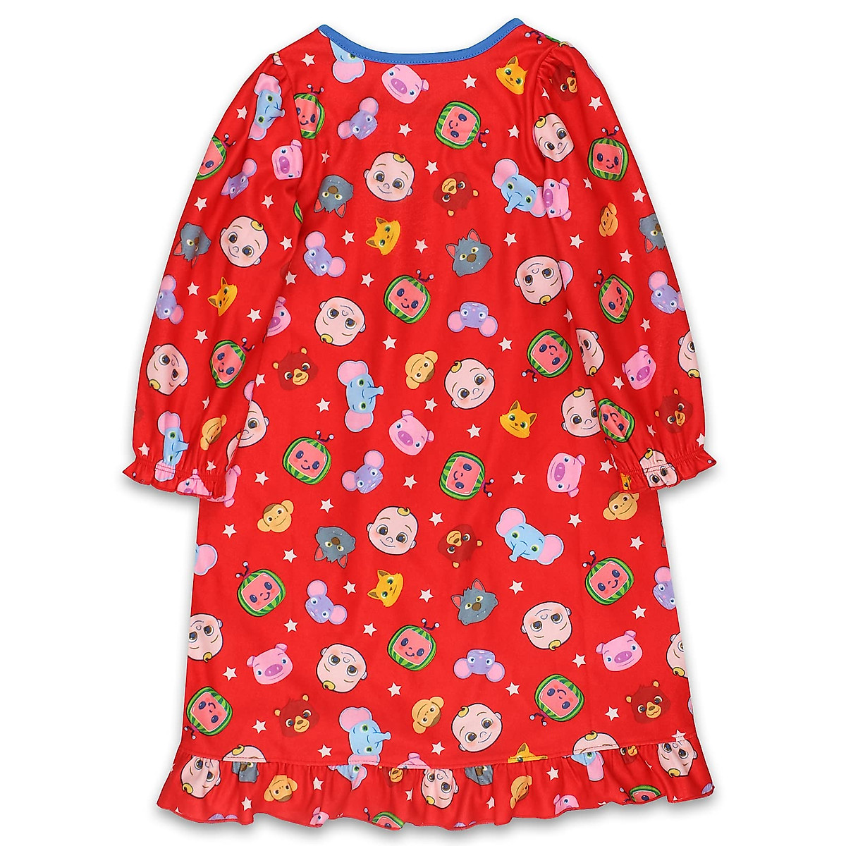 CoComelon Infant and Toddler Girls Flannel Granny Gown Nightgown Pajamas (3T, Red)