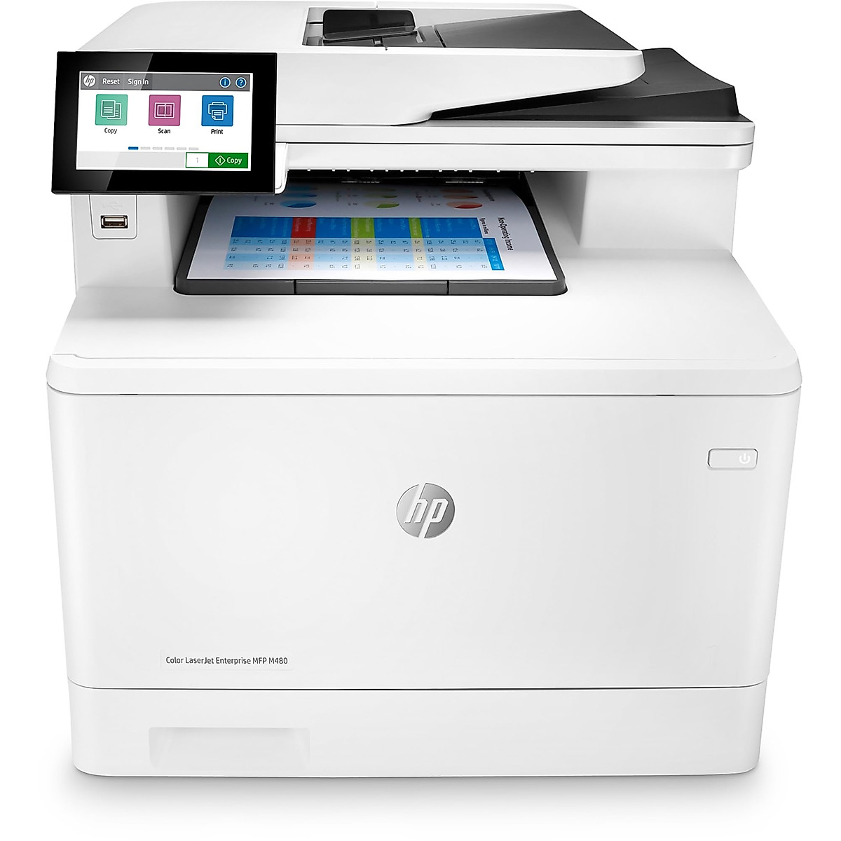 HP Color LaserJet Enterprise M480f Multifunction Duplex Printer (3QA55A) white