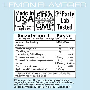 SHIZAM Hydrolyzed Bovine Collagen Biotin Gummies with Multi-Vitamin C, E & Zinc for Hair Growth-Loss and Strong Nail. Alternative for Liquid Drops, Pills & Keratin Shampoo for Women