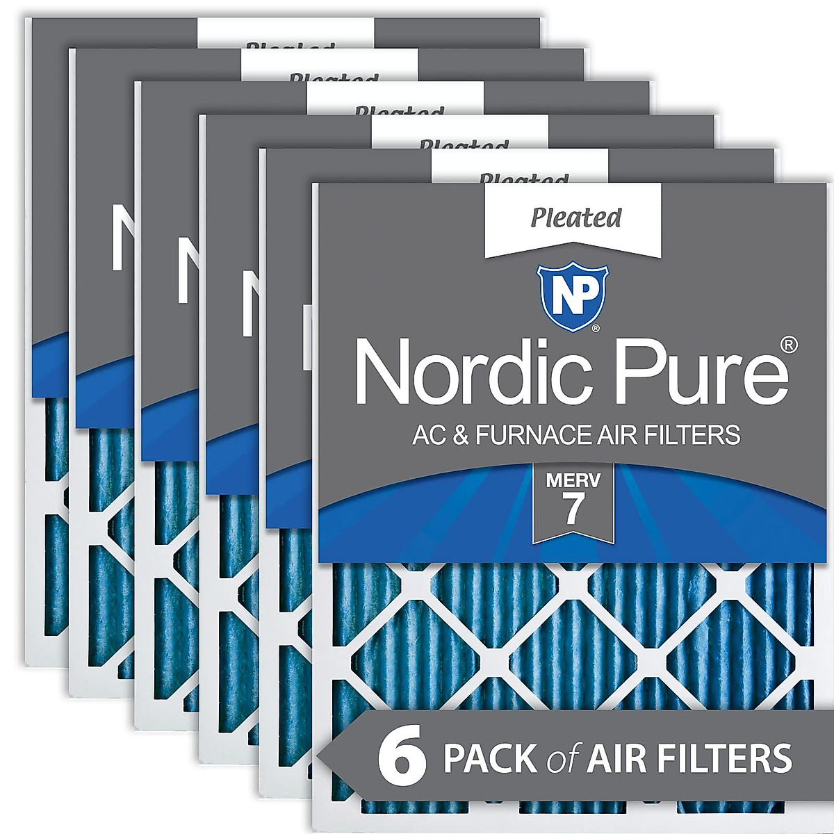 Nordic Pure 16x20x1 MERV 7 Pleated AC Furnace Air Filters 6 Pack