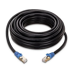Outdoor Ethernet Cable 250 ft, Cat7 Outdoor Ethernet Cable Waterproof Ethernet Cable High Speed LAN Network Patch Cable Cord with Gold-Plated RJ45 Connector for Ethernet Printer, IP Cameras,Switch POE
