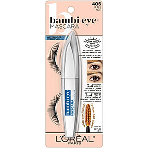 L'Oreal Paris Bambi Eye Mascara, Lasting Volume, Length & Lift, Doe-Eye Definition, No Clumping or Smudging, Waterproof, Black, 0.21 fl. oz.