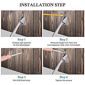 CG PLUS Door Stopper, Kick Down Door Stops for Heavy Doors, with Rubber Tip and Spring Lever, Adjustable, Easy to Set Down and Release, 4-Inch, for Wide Doors (4inch x 2pack, Black)