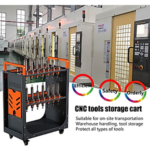 CAT50 Cart-20 Cap CNC Tool Cart，2023 New Model CNC Tool Transfer Cart， CNC Rolling Carts with Wheels， CNC Tools Holders, CNC Tools for CNC Cart, Cat 40 Tool Holder for Storehouse/Factory/Garage