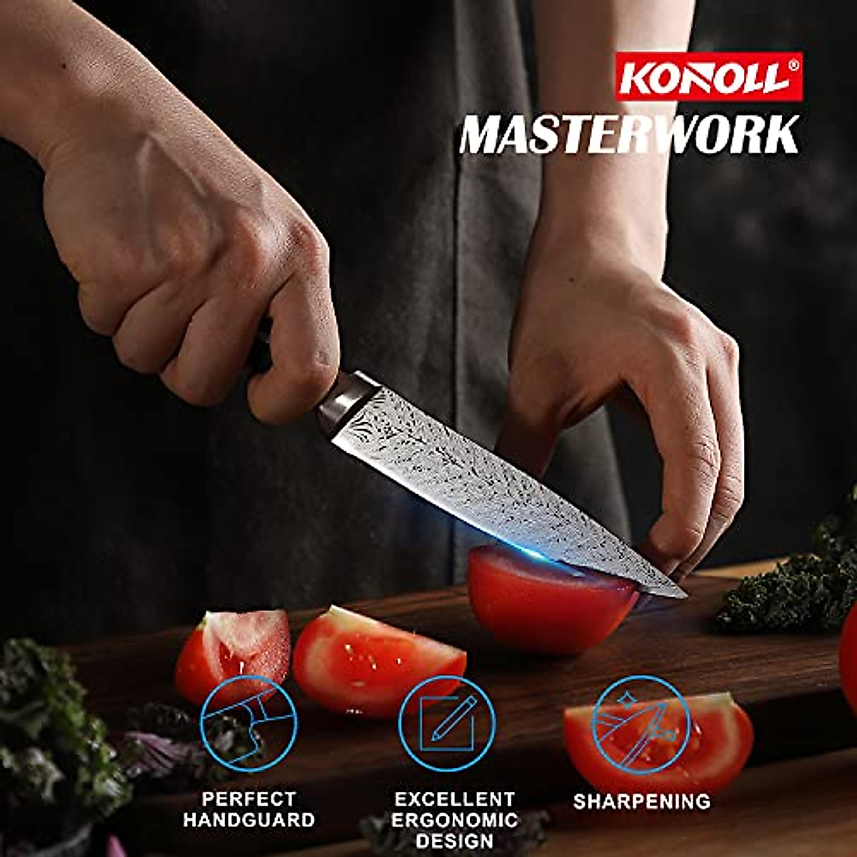 KONOLL Utility knife 5-Inch Paring knife Kitchen Fruit Knife High Carbon stainless Steel Cutting Knife