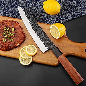 FAMCÜTE 8 Inch Professional Japanese Chef Knife And 1000/6000 2 Side Grit Professional Sharpening Stone Kitchen Sets for Home Kitchen & Restaurant