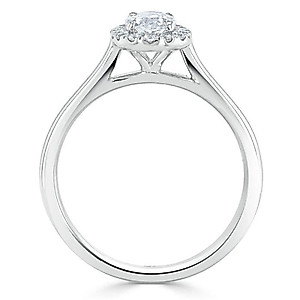 WSX 10/14/18k White Gold 1 Carat Engagement Moissanite Ring Band Oval Cut Wedding Promise Halo Ring for Women