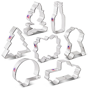 Father's Day Camping Cookie Cutters 7-Pc. Set Made in the USA by Ann Clark, Camper, Campfire, Grill, Pine Tree, Beer/Soda Bottle, and more