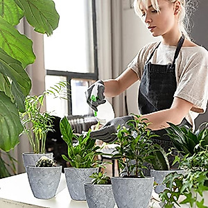 Plant Pots, 6pcs 7.5/6.5/5.8/5/4.2/3.6 Inch Planters Flower Pots with Drainage Hole, Modern Decorative Planter for Indoor Outdoor Plants, Succulents, Flowers & Cactus, Perfect for Home Bedroom Garden