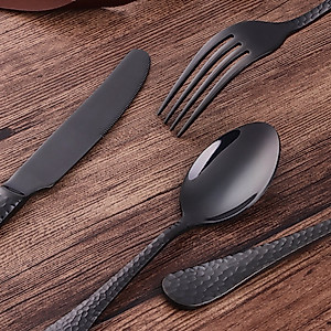 20-Piece Black Flatware Silverware Set, Bisda Stainless Steel Cutlery Sets, Multipurpose Use for Home, Kitchen, Restaurant, Hotel Tableware Utensil Service for 4